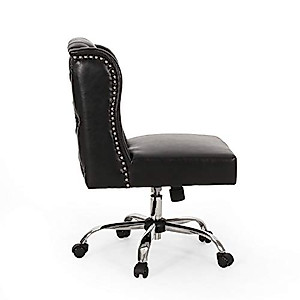 Christopher Knight Home Tammy Contemporary Wingback Tufted Swivel Office Chair, Midnight Black