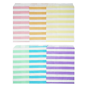 Food Safe Biodegradable Paper Candy Favor & Treat Bags For All Parties - 48 Count Assorted, 7x5 Size - By Chloe Elizabeth (Rainbow Pastel Mix)