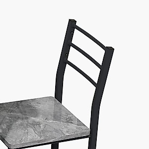 AnwickNomo Dining Table Set for 2, 3-Piece Bistro Table and Chairs Set, Breakfast Nook Table Set, Small Kitchen Table Set for 2, Dinette Set with Black Frame & Printed Gray Marble Finish (Gray)