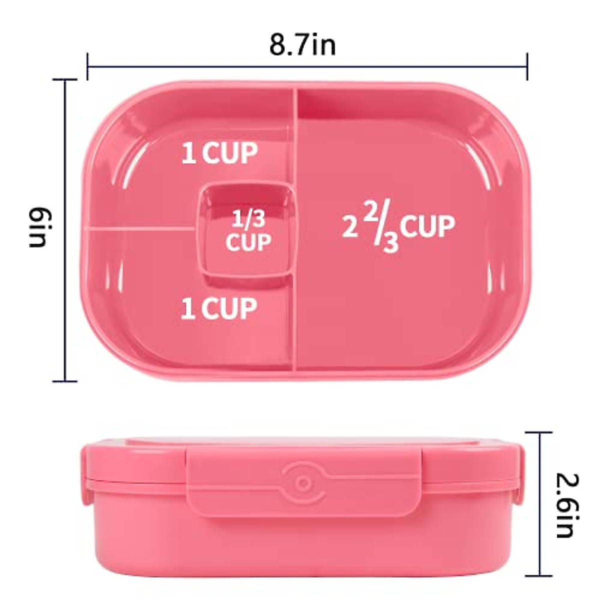 Bento Lunch Box for Kids with Ice Pack, 40oz 4-Compartment Leak Proof Lunch Box Container for Kids Girls/Teens/Adults with Utensils & Sticker, Microwave/Dishwasher/Refrigerator Safe, BPA Free, Pink