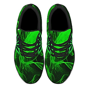Marijuana Leaf Shoes Mens Womens Pot Leaf 420 Weed Running Sneakers Cannabis Leaf Walking Tennis Shoes Black Size 9
