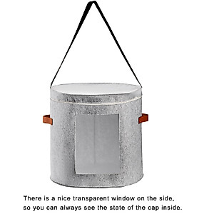 SOUJOY 2 Pack Hat Storage Box, 19" D x 17" H Foldable Felt Toy Storage Box with Lid, Large Round Travel Hat Bucket, Clothes Storage Bin for Men Women Hat Stuffed Animal Toy