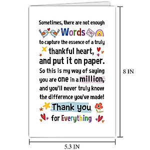 Supoeguk Lovely Thank You Card for Friend, Appreciation Card for Boss Coworker, Poem Thank You Card for Teacher, Sweet Friendship Card for Him Her, One in A Million