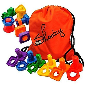 Skoolzy Occupational Therapy Toddler Toys - Preschool Lacing Beads and Jumbo Nuts and Bolts - Montessori Toys for Kids