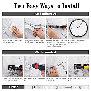 AceMining 3 Racks and 4 Hooks & 2 Racks and 3 Hooks Broom and Mop Holder Wall Mounted Garage Organizer Storage Tool Racks Stainless Steel Heavy Duty Hooks Self Adhesive Solid Non-slip Wall Hangers