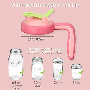Aieve Mason Jar Pour Spout Lid for Wide Mouth Mason Jar, 2 Pack Mason Jar Pitcher Flip Cap Lids with Ergonomic Handle (Leakproof and BPA Free)