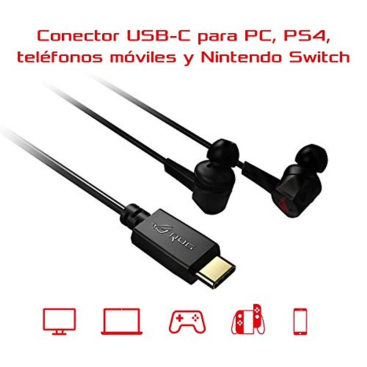 ASUS ROG Cetra in-Ear Gaming Headphones with Active Noise Cancellation (ANC), 10mm ASUS Essence Drivers and USB-C Connector for PC, PS4, Mobile and Nintendo Switch