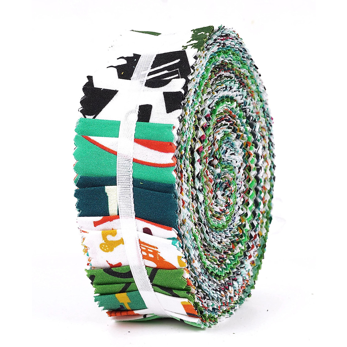 Soimoi 40Pcs Travel Print Precut Fabrics Strips Roll Up 1.5x42inches Cotton Jelly Rolls for Quilting - Multicolor