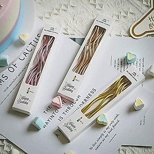 Twisty Birthday Candles Set,Metallic Colorful Curly Coil Candles,Creative Fun Long Thin Wedding Birthday Candles Set,Party Supplies,Cake Decoration,6 Pack (Champagne)