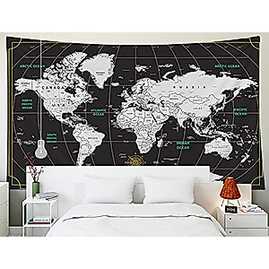 CAPSCEOLL World Map Tapestry Wall Tapestry World Geographical Distribution Tapestry for Men 80X60 Inches