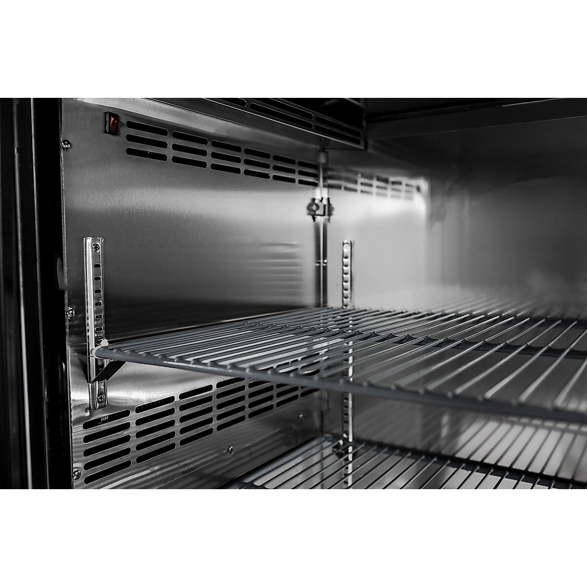 72" Commercial 3 Door Back Bar Beer Bottle Beverage Can Cooler Refrigerator, Black, with Stainless Steel Top and Glass Doors