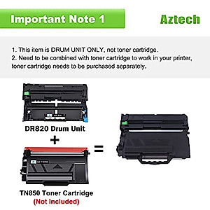 Aztech Compatible Drum Unit Replacement for Brother DR820 DR-820 DR 820 for Brother HL-L6200DW MFC-L5850DW MFC-L5900DW MFC-L6700DW MFC-L5800DW HLL6200DW HL-L5200DW HLL5100DN Printer (Black, 2-Pack)