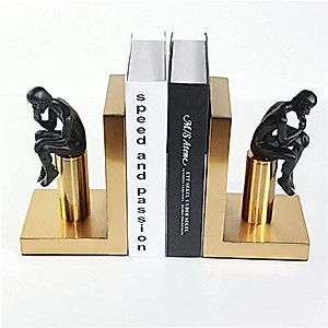 Bookend Supports HeavyDuty ， Small Humanoid Bookend Book Organizer Set of Two Iron Children Adults Desk Office Home Decoration Gift