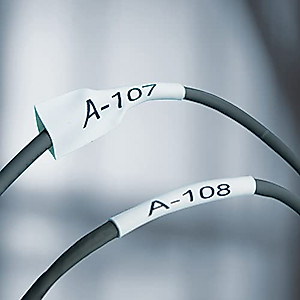 DYMO Rhino Industrial Heat-Shrink Labels, 1" Tube, Black Print on White