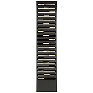 Displays2go File Folder Wall Rack, 20 Pockets, Tiered, Office and Medical Charts (Black, Powder Coated Steel)
