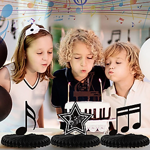 12 Pcs Music Notes Honeycomb Centerpieces Music Party Decoration Music Party Supplies Retro Table Decor Kids' Party Centerpieces Music Notes Silhouette Table Toppers for Baby Shower Theme Birthday