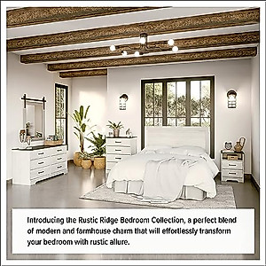 Prepac Rustic Ridge Farmhouse Bedroom Nightstand with 2 Drawers and an Open Cubby, Wooden Bedside Table for Bedroom, Office, or Living Room, 16.25in x 18.75in x 24.5in, Washed White