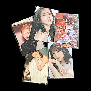 AEGIS 100pcs Photocard Sleeves Love Heart, Card Sleeves for MTG Transparent Waterproof and Dustproof, Trading Cards Sleeves Kpop Photocard Sleeves, Holographic Foil Cover, 61x88mm