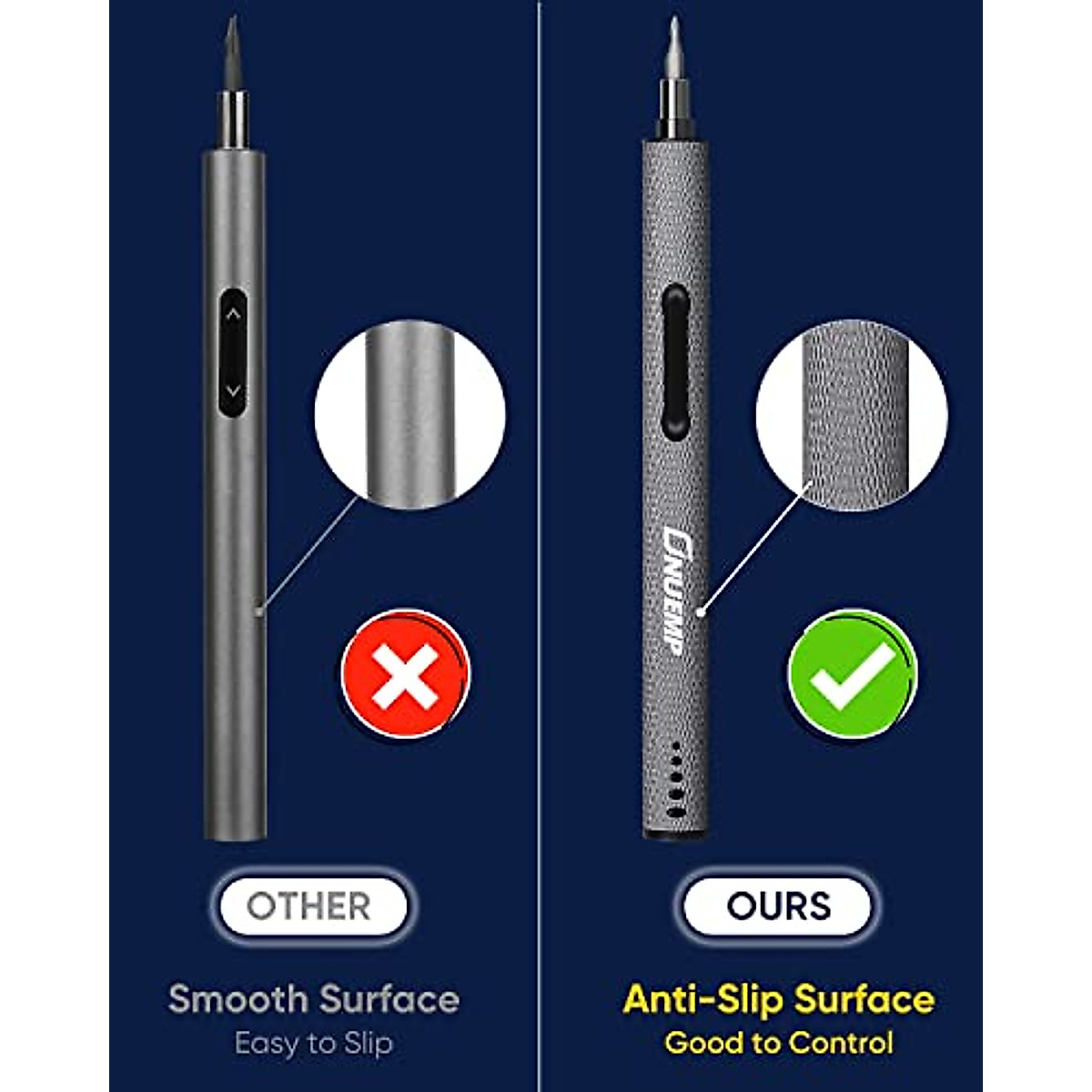 ONUEMP Mini Electric Precision Screwdriver Cordless, Anti-Slip Rechargeable Power Screwdrivers Set, with 55 Precision Bits, 3 LED Light, Magnetic Pad, Repair Tool Set for Phone Laptop Watch Computer