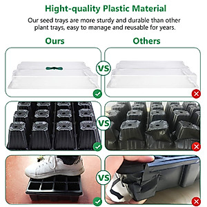 JIAQUAN 5-Pack 120 Cells Seed Trays Seedling Starter Tray, Humidity Adjustable Plant Starter Kit with Dome and Base Greenhouse Grow Trays Mini Propagator for Seeds Growing Starting