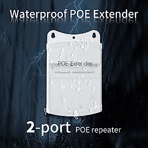 1 in 2 Out Outdoor Waterproof Poe Extender, 10/100Mbps, Extends 250m for Total Distance Up to 350m, IEEE802.3af/at for PoE Switch/Injector and Security POE Camera Over Cat5/6 Cable