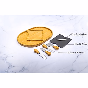 Taoware Bamboo Serving Platter with Cheese Knives for Charcuterie Board Premium Cheese Board for Housewarming Gift Practical Trays for Serving Food