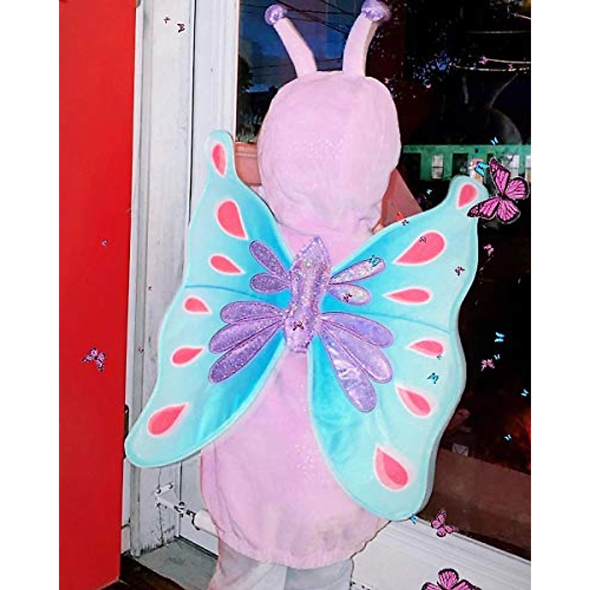 Baby Toddler Unisex Animal Themed Plush Hooded Pull Over with Attached Animal Spirit Hood (Purple Butterfly, 6-12 Months)