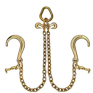 Johnstown Towing Chain Bridle with 8 Inch J Hooks and Alloy T Hooks - Grade 70 Chain - 40 Inches Long - 4,700 Pound Safe Working Load