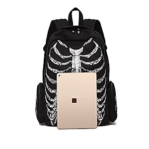 Funny Skull Backpack Laptop Travel Daypack, Skeleton Black School Backpack fpr Teen Girls Boys