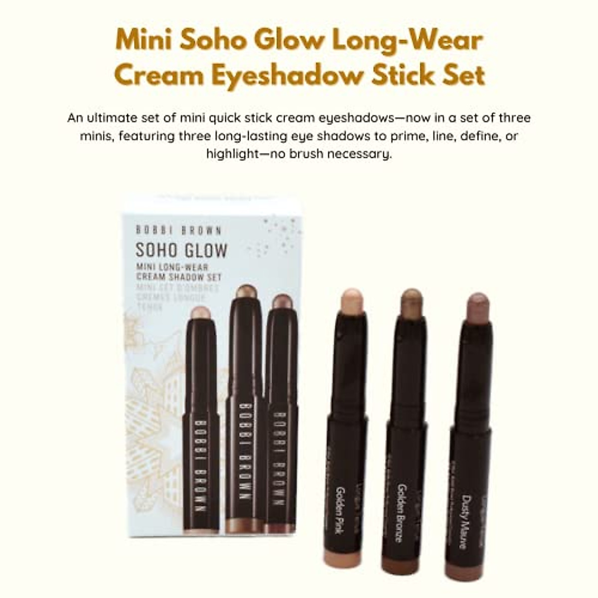 Bobbi Brown Mini Long-Wear Cream Shadow Stick Set - Dusty Mauve, Golden Pink, Vanilla