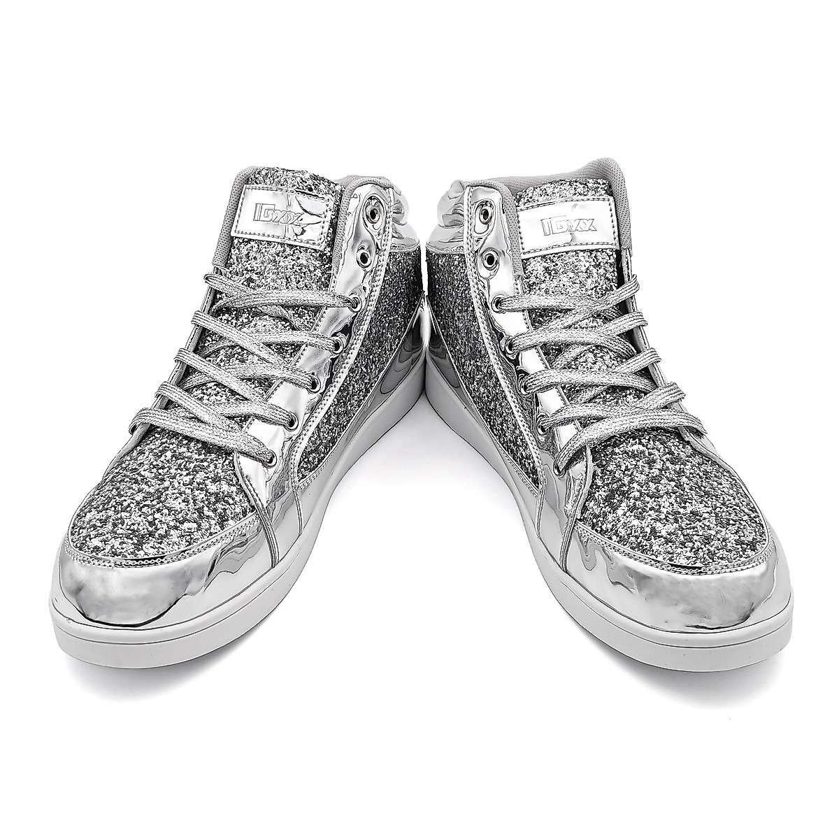 IGxx Glitter Shoes for Men High Top Flashing Party Casual Lace-up Sneakers Men
