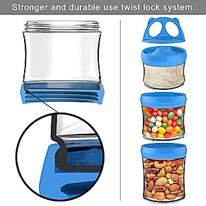 BeneLabel Snack Jars 3-Piece Twist Lock Stackable Containers Travel, Formula Travel Container for Storing Milk, Protein Powder, Snacks, Travel Items, BPA Free(Blue, 28oz)