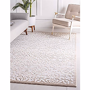 Unique Loom Rushmore Collection Area Rug - Johnson (5' 1" x 8' Rectangle, Snow White/ Beige)