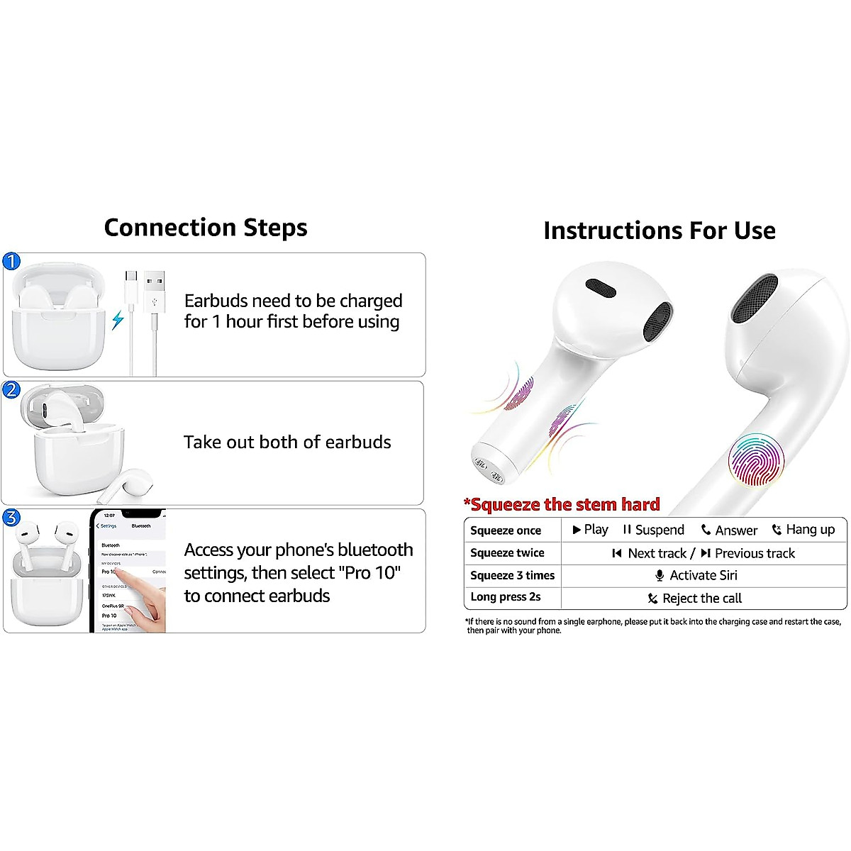 Wireless Earbuds, Bluetooth Earbuds Touch Control Stereo Sound Bluetooth Headphones with Mic, 35H Playtime IPX7 Waterproof Wireless Ear Buds with Type C Charging Case for airpod iPhone Android iOS