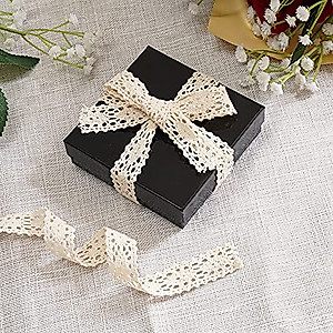 Cardboard Jewelry Boxes 10 Pack - 3.5"x3.5"x1" Bulk Cotton Filled Small Gift Boxes with Lids for Jewelry Packaging (Black Gloss)