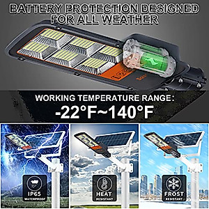 Gebosun 500W Solar Street Light，480 LED Dusk to Dawn Outdoor Lighting for Security, Solar Flood Light Motion Sensor Outdoor Light for Parking Lot, Yard, Garden,Patio, Driveway