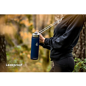 HYDRO CELL Stainless Steel Insulated Water Bottle with Straw - For Cold & Hot Drinks - Metal Vacuum Flask with Screw Cap and Modern Leakproof Sport Thermos for Kids & Adults (Navy 24oz)