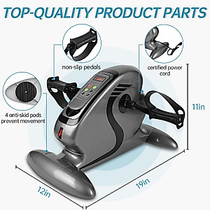 The DQGM Electric Mini Exercise Bike Motorized Pedal Exerciser is a low-impact, resistance-free fitness and rehabilitation device. This under-desk bicycle pedal exerciser is your ideal fitness compani
