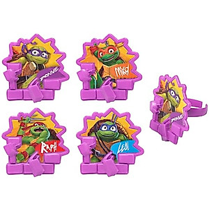DecoPac Teenage Mutant Ninja Turtles Turtle Power Rings, Cupcake Decorations For Birthday Party, Cakes, And Celebrations - 24 Pack