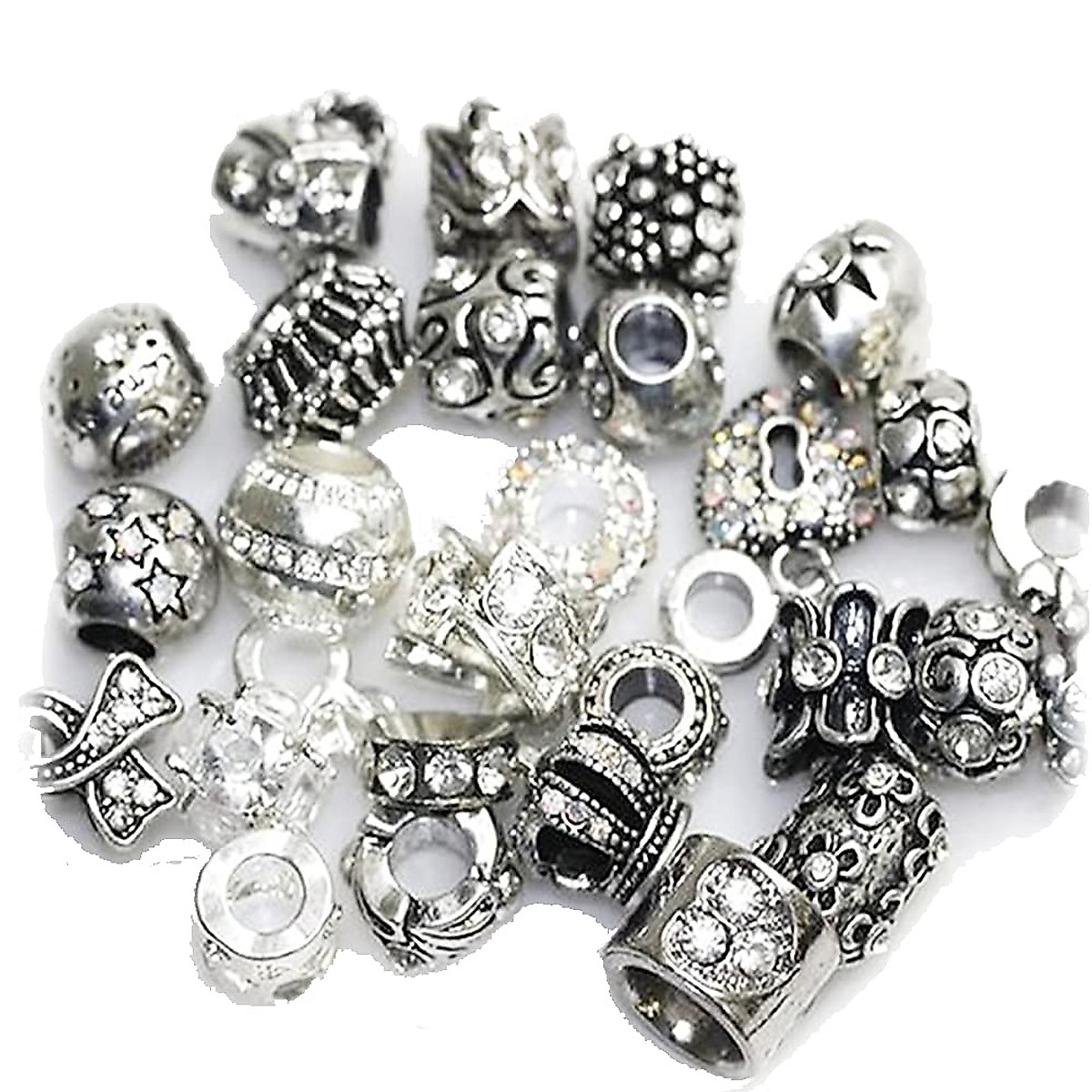 Sexy Sparkles Ten (10) of Assorted Rhinestone Beads Random 10 Beads Mix Charms Spacers for Bracelets Fits Snake Chain Bracelets