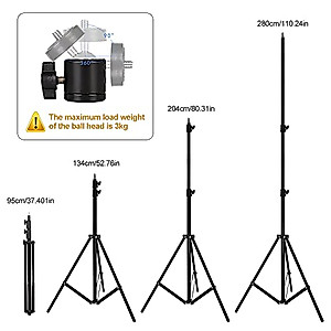 Heavy Duty Light Stand 9.5 Feet/2.8 Meters Adjustable Spring Cushioned Metal Photography Tripod Stand for Photo Studio Speedlight, Ring Light, Photographic Equipments Thickening Flash Stand