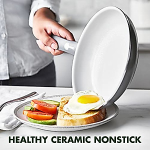 GreenPan Dover Healthy Ceramic Nonstick, 8" Frying Pan Skillet, PFAS-Free, Dishwasher Safe, Comfort Grip Handle, Grey