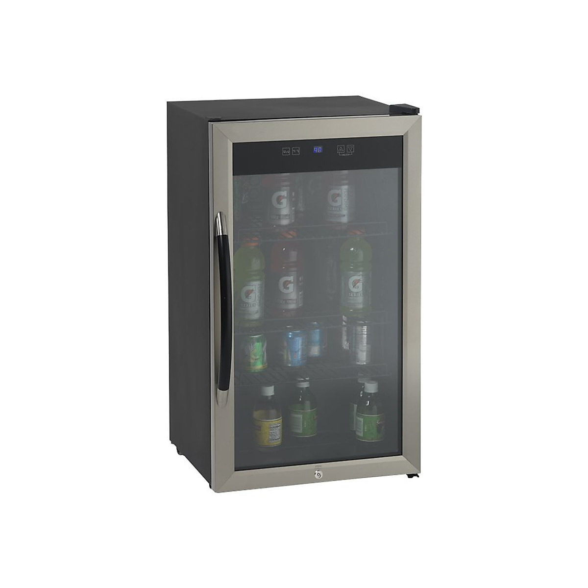 Avanti BCA306SS-IS Beverage Cooler with Glass Door 108 Can Mini Refrigerator with Lock for Beer Soda Water Wine with Digital Temperature Control, Black