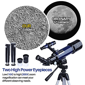 Telescopes for Astronomy Adults, 70mm Aperture 400mm Focal Length Refractor Telescope for Beginners Kids, Portable Telescope with Backpack Tripod Phone Adapter