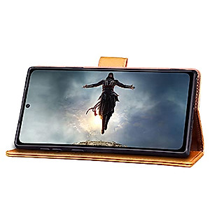 SUANPOT for Samsung Galaxy Note 20 Ultra 5G 6.9" with RFID Blocking Leather Wallet case Credit Card Holder, Flip Folio Book Phone case Cover Women Men for Samsung Note 20 Ultra case Wallet Light Brown