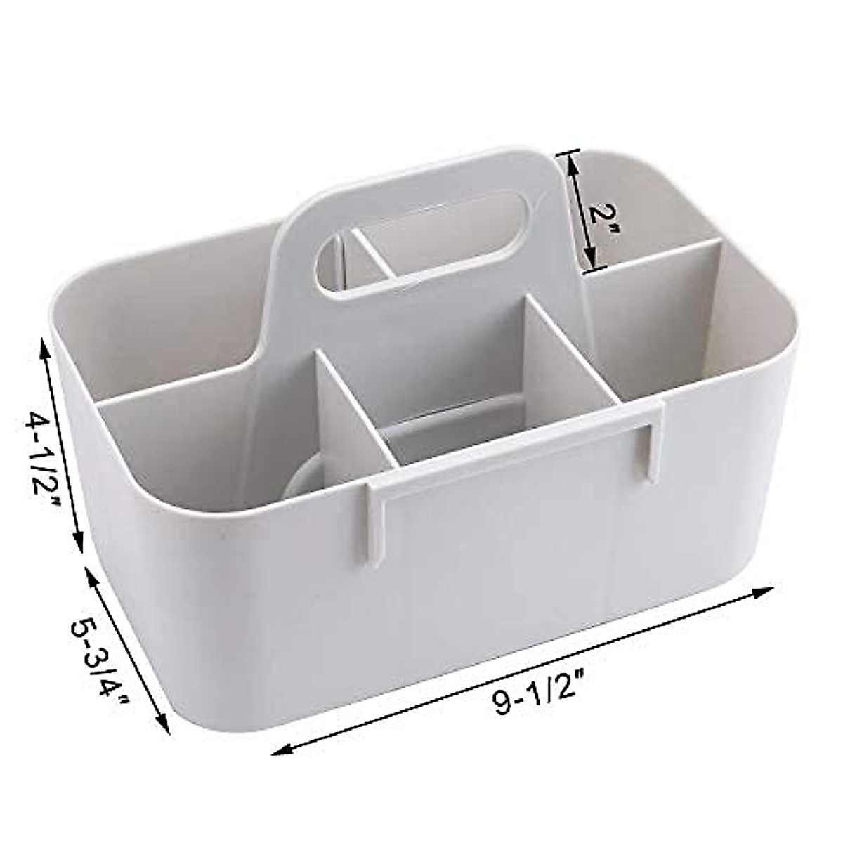 Jucoan 2 Pack Plastic Portable Storage Organizer Caddy Tote, Stackable 5 Slots Divided Basket Bin, Wall Mounted Makeup Organizer Caddy for Bathroom, Dorm Room (Beige, 9.5X 5.75 x4.5 Inch)