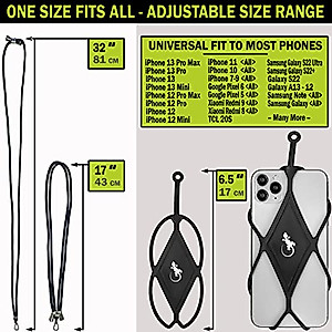 Cell Phone Lanyard Phone lanyards for Around The Neck Neck Lanyard Phone Crossbody (Black XL Neck - Black Diamond)