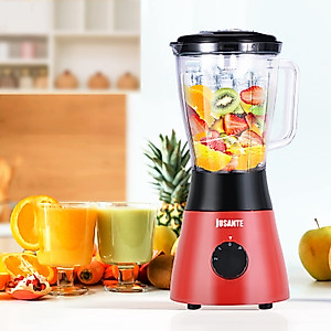 JUSANTE Blender for Smoothies, Small Blender with 500W Motor for Milkshake Desserts Nut Butter, Cocktails Sauces (Red)