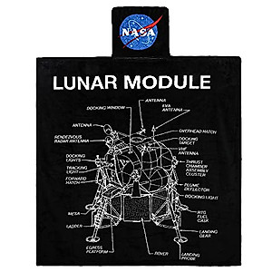 Bioworld NASA Lunar Module Print Pocket Throw Convertible Pillow/Blanket