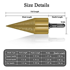 MageeLeigh Firewood Drill Bit Set,Removable Firewood Log Splitter Drill Bit,Heavy Duty Drill Screw Cone Driver for Hand Drill with 3 Handle(Hex+Square+Round), 32mm